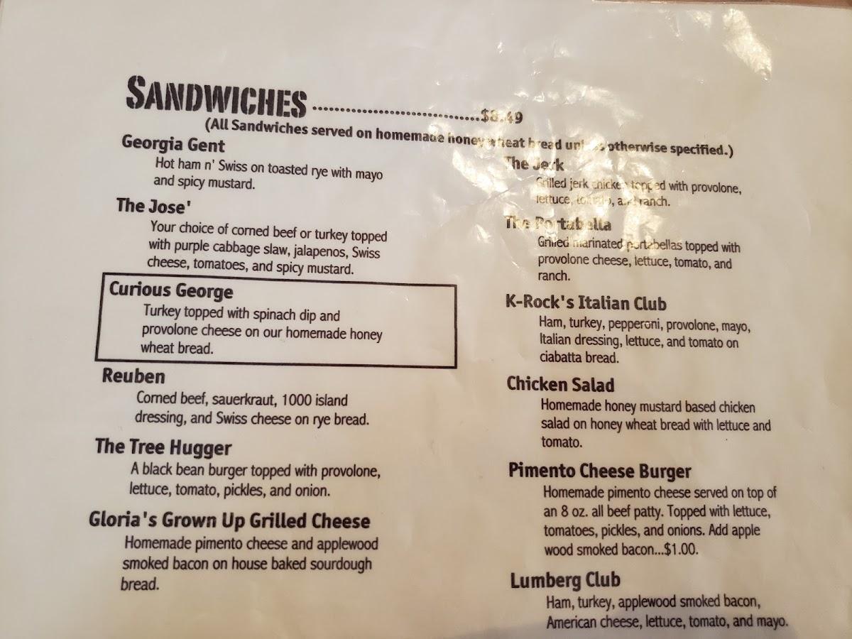 Menu at The Boll Weevil Cafe and Sweetery, Augusta