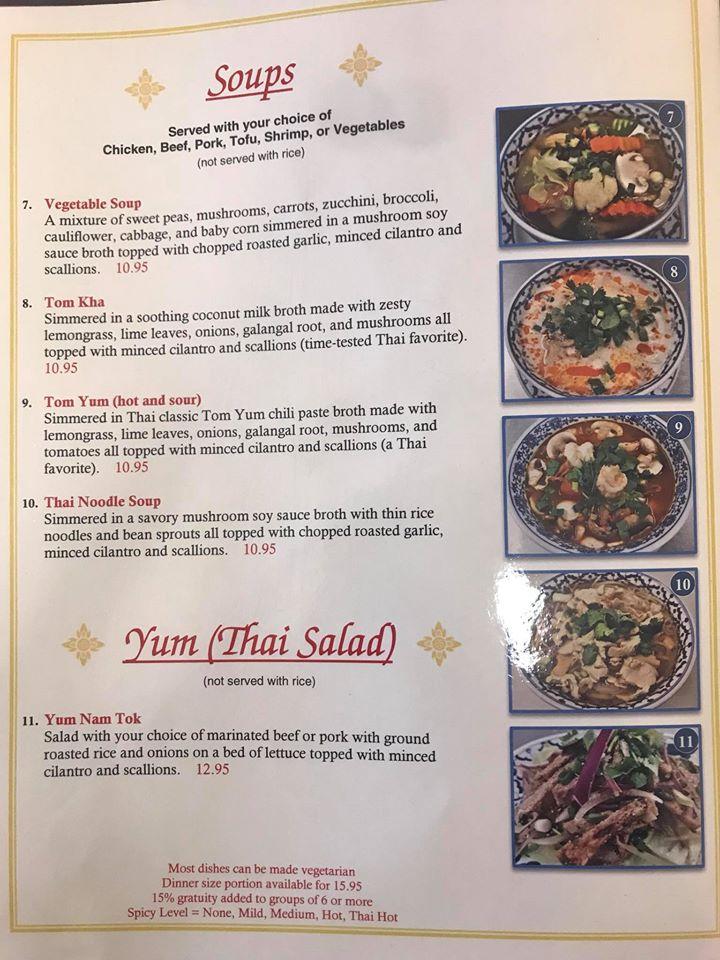 Menu at Bahn Thai Express(College Road) restaurant, Fairbanks