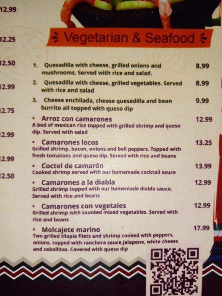 Menu at El Barril Mexican Restaurant, Edgington