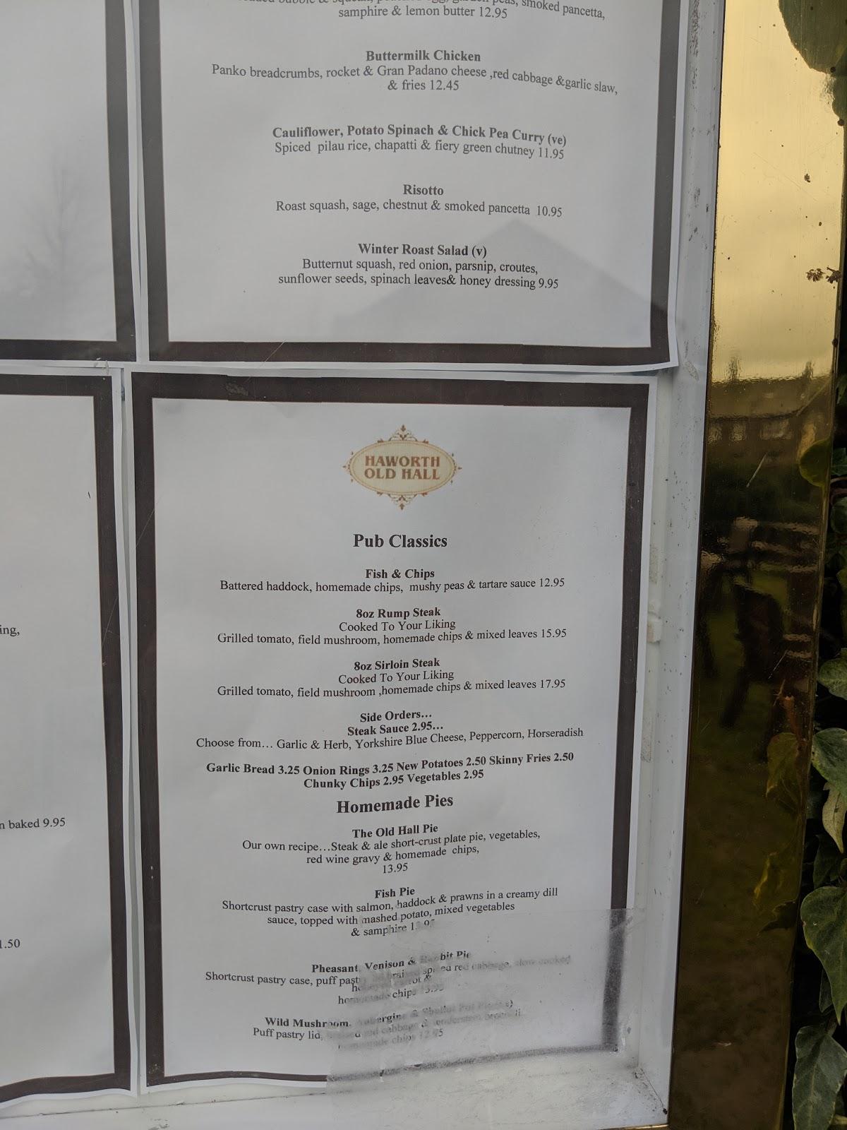 Menu at Haworth Old Hall pub & bar, Keighley, Sun St