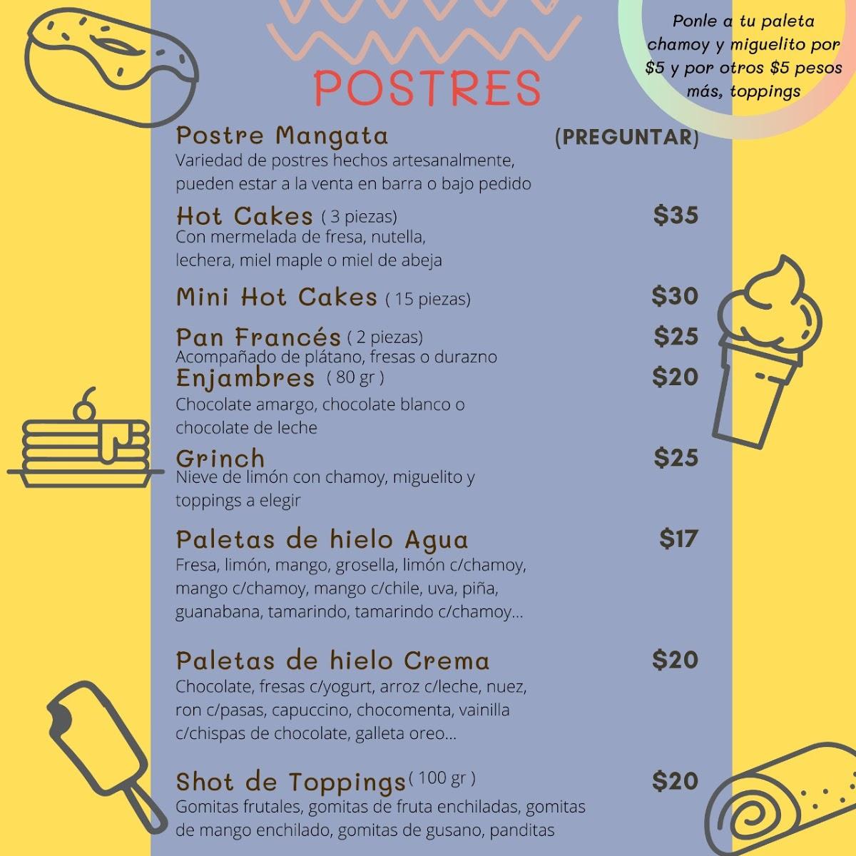 Menu at Mangata Food & Fruit cafeteria, Mexico