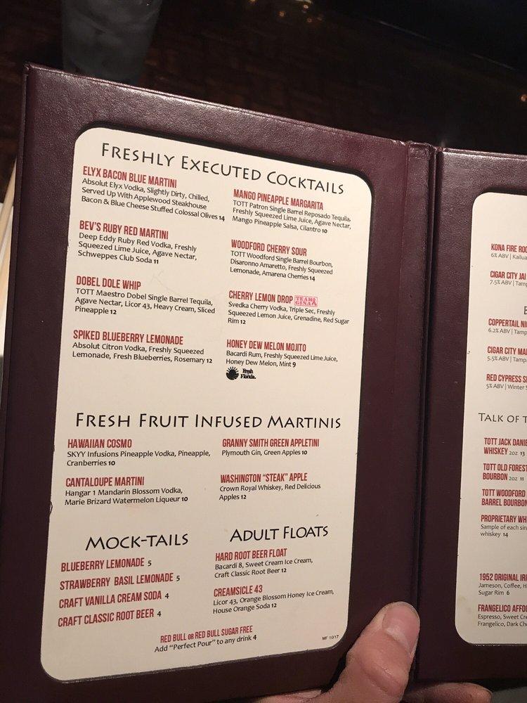 Menu at MoonFish restaurant, Orlando
