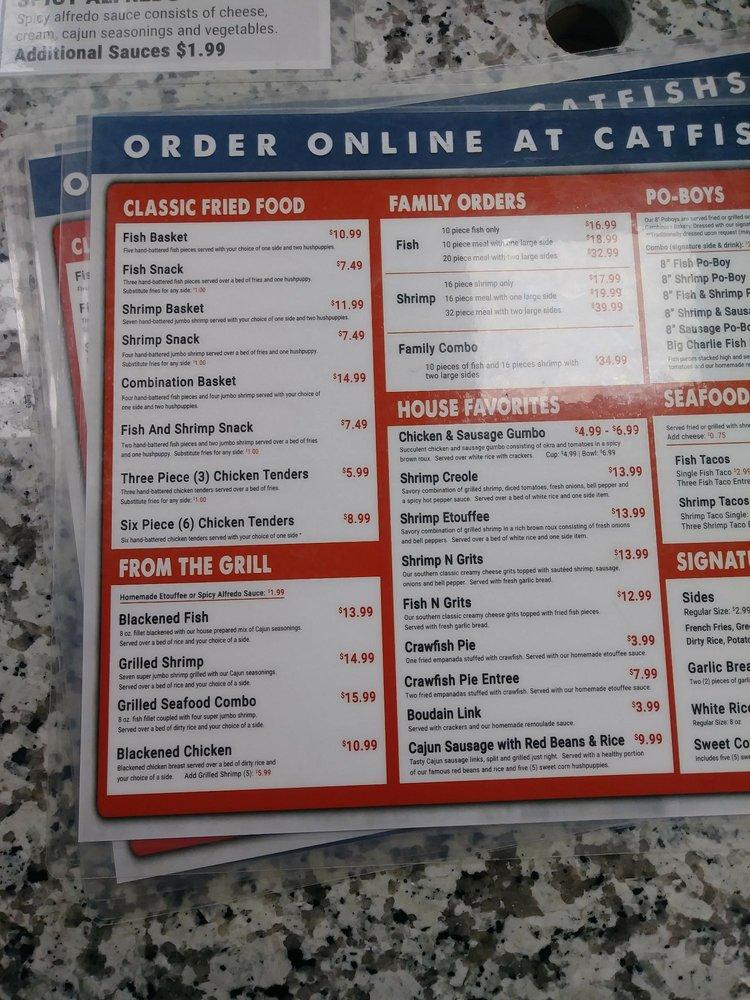Menu at Catfish Station restaurant, Galveston