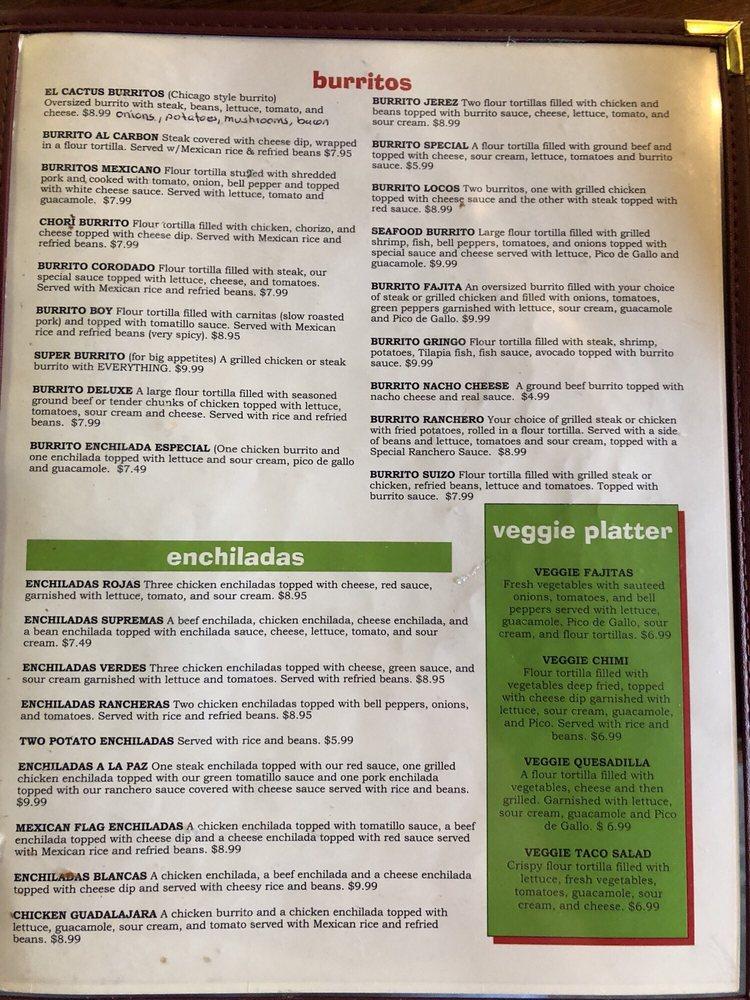 Menu at El Cactus Mexican Grill restaurant, Olney
