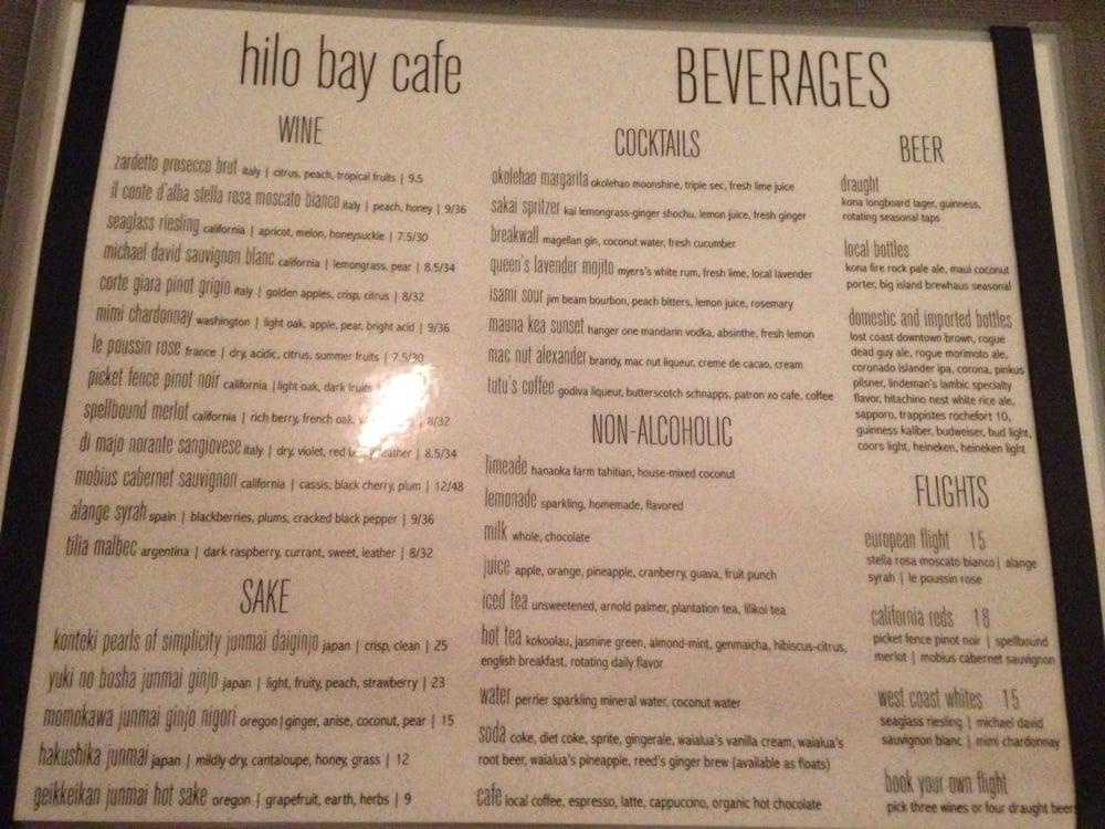 Menu at Hilo Bay Cafe, Hilo, 123 Lihiwai St