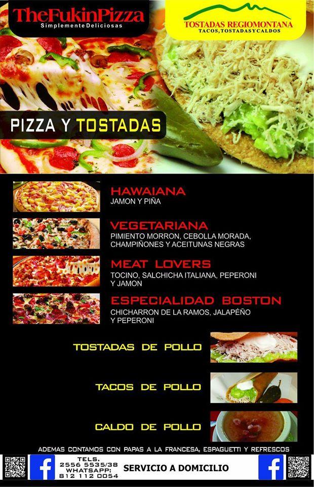 Menu at Tostadas La Regia restaurant, Juárez