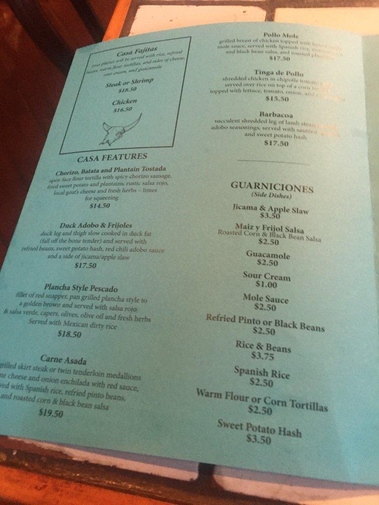 Menu at Casa del Sol pub & bar, Saranac Lake, 513 Lake Flower Ave