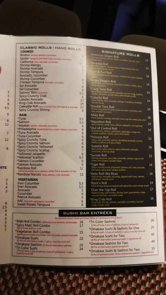 Menu at Miko Plainview - Sushi & Hibachi restaurant, Plainview
