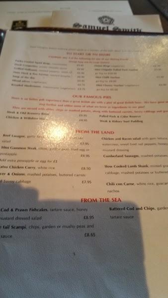 Menu at The Captain Kidd pub & bar, London, 108 Wapping High St