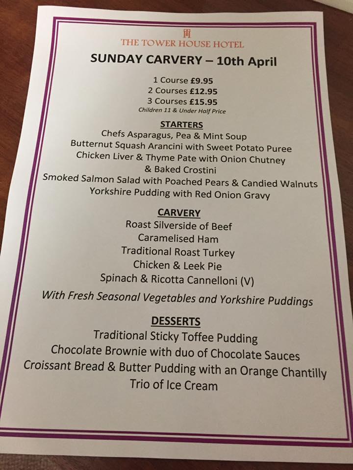 Menu at Tower House Hotel pub & bar, Halifax