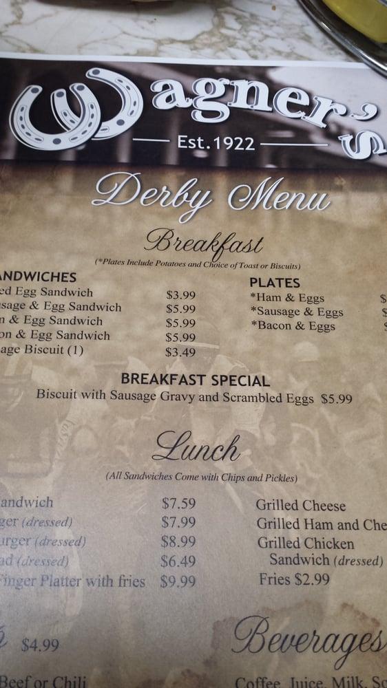 Menu at Wagner's Pharmacy restaurant, Louisville