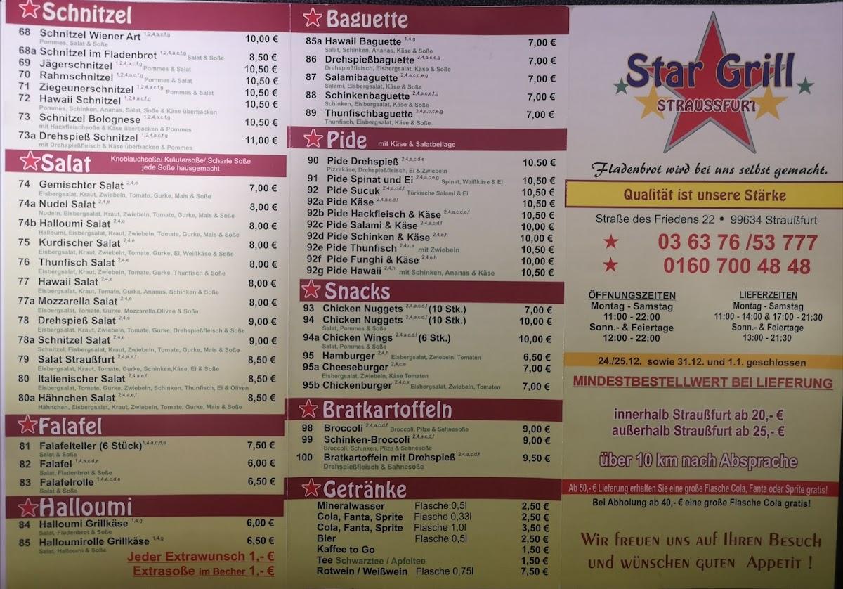 Speisekarte von Star Grill Straußfurt restaurant, Straußfurt