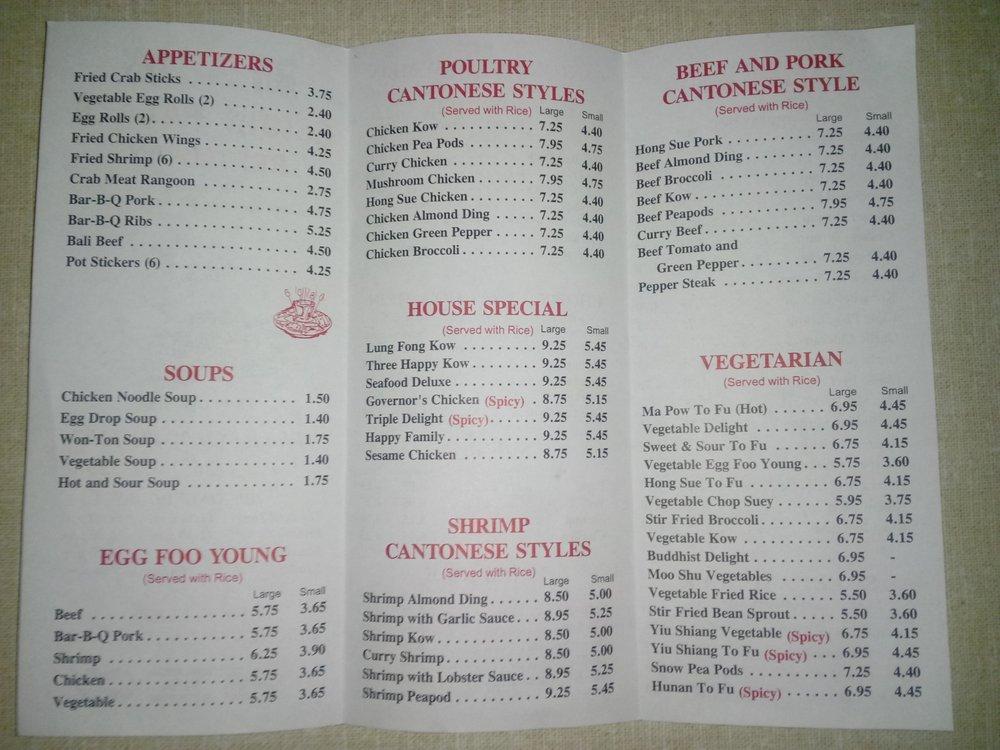 Menu at Beijin Palace restaurant, Berrien Springs