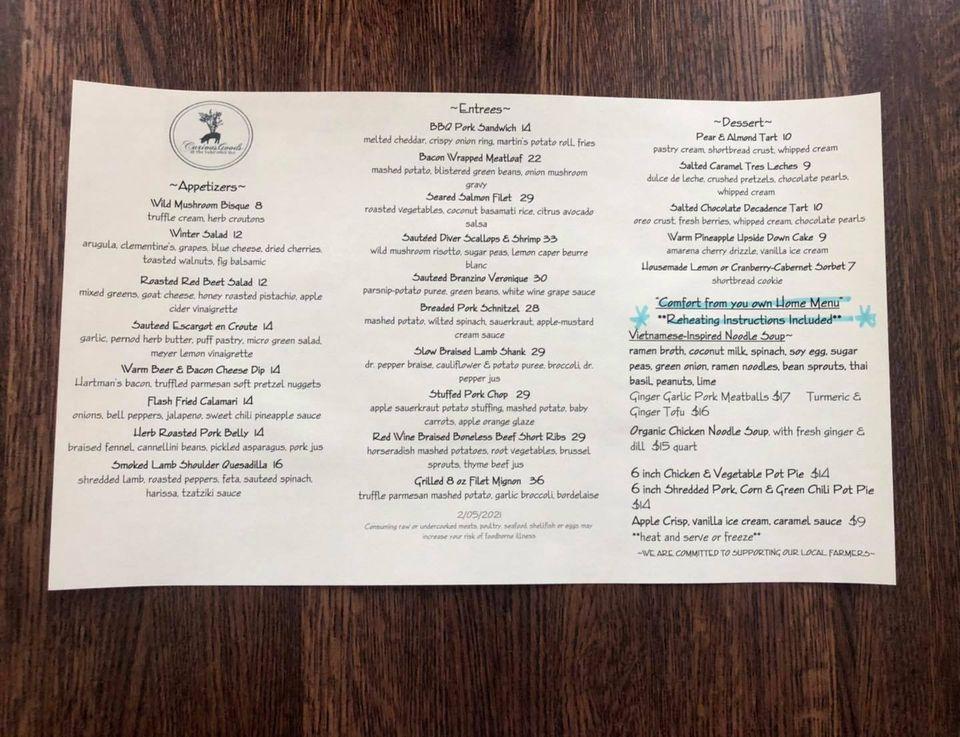 Menu at Curious Goods pub & bar, Germansville