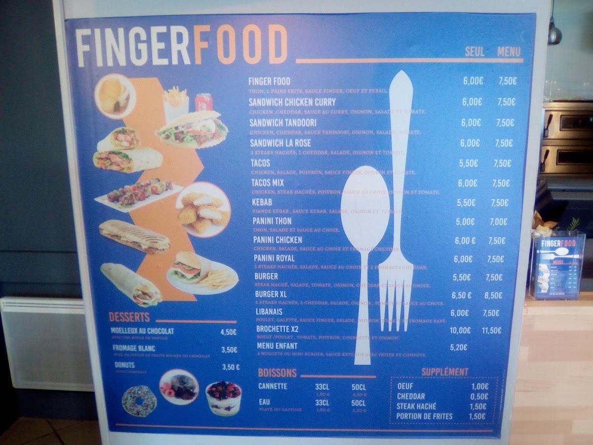 Menu au Finger food restaurant, Saint-Brieuc