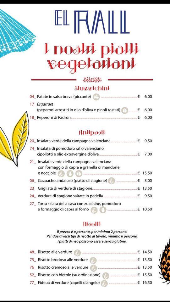 Carta de Restaurante El Rall, Valencia