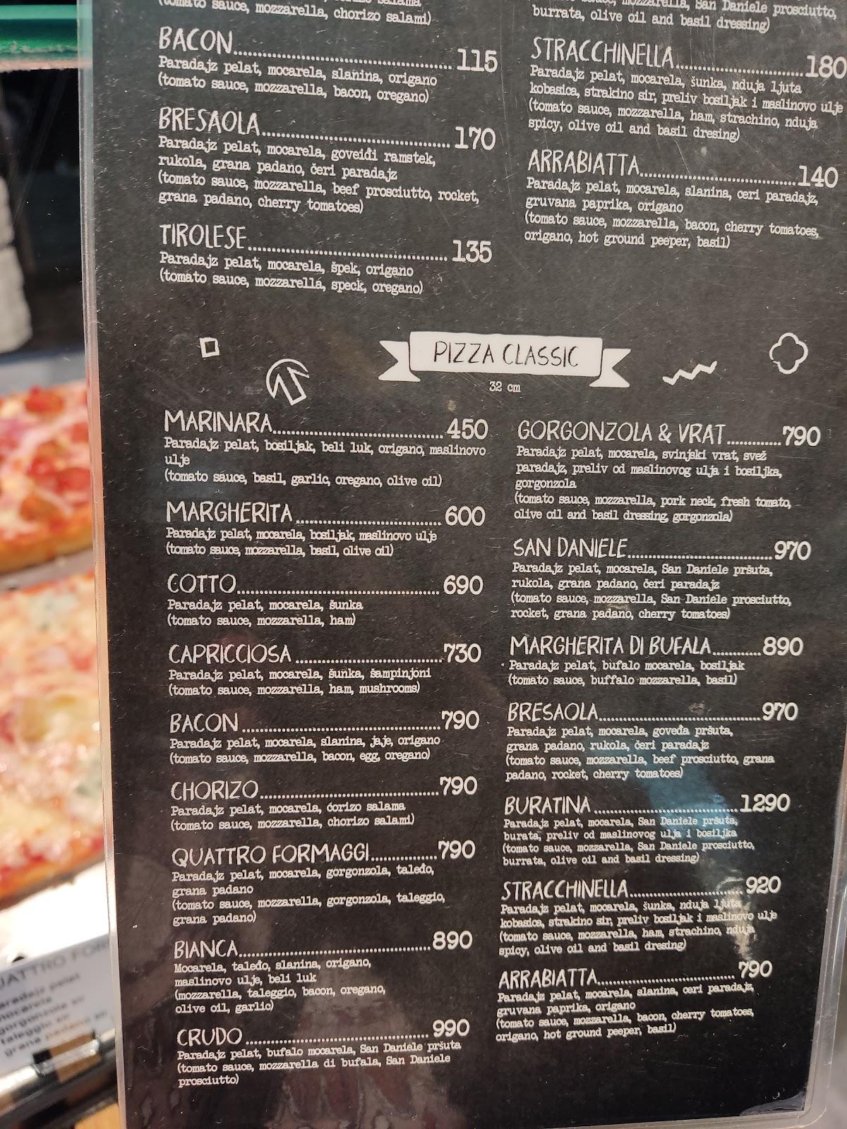 Menu at Pizzagram Beo Shopping Center restaurant, Belgrade