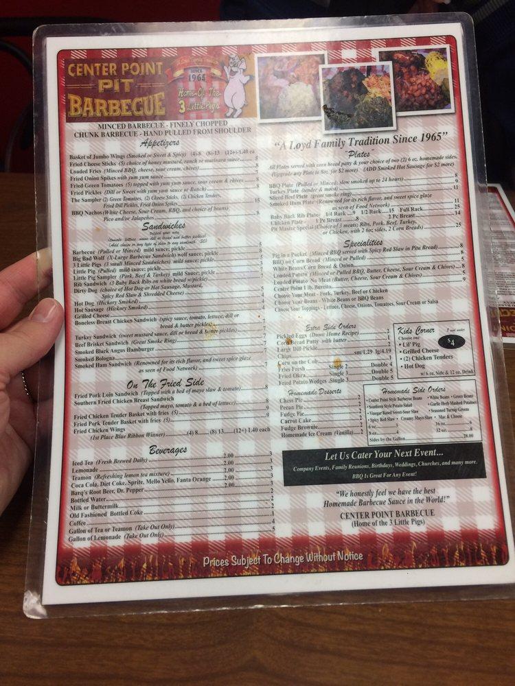 Menu at Center Point Barbecue, Hendersonville, W Main St