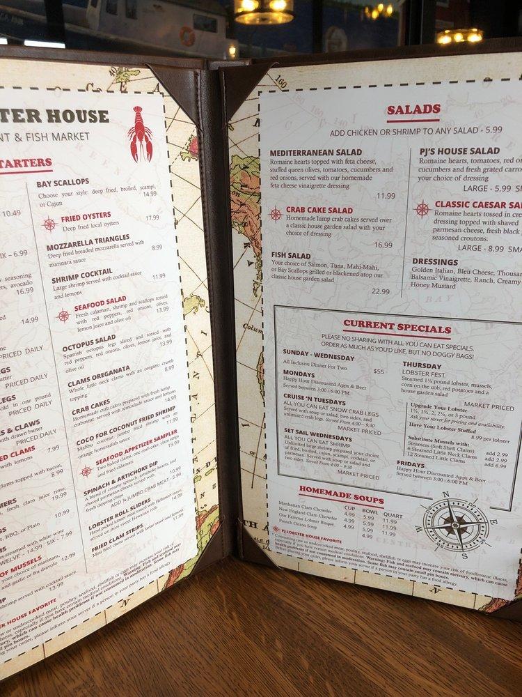 Menu at PJ Lobster House pub & bar, Port Jefferson, 134 Main St