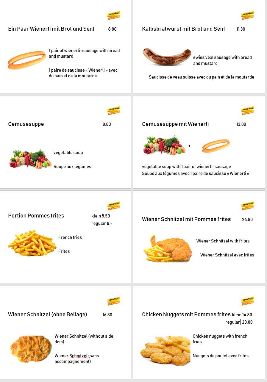 Menu at Self Service Restaurant, Fieschertal