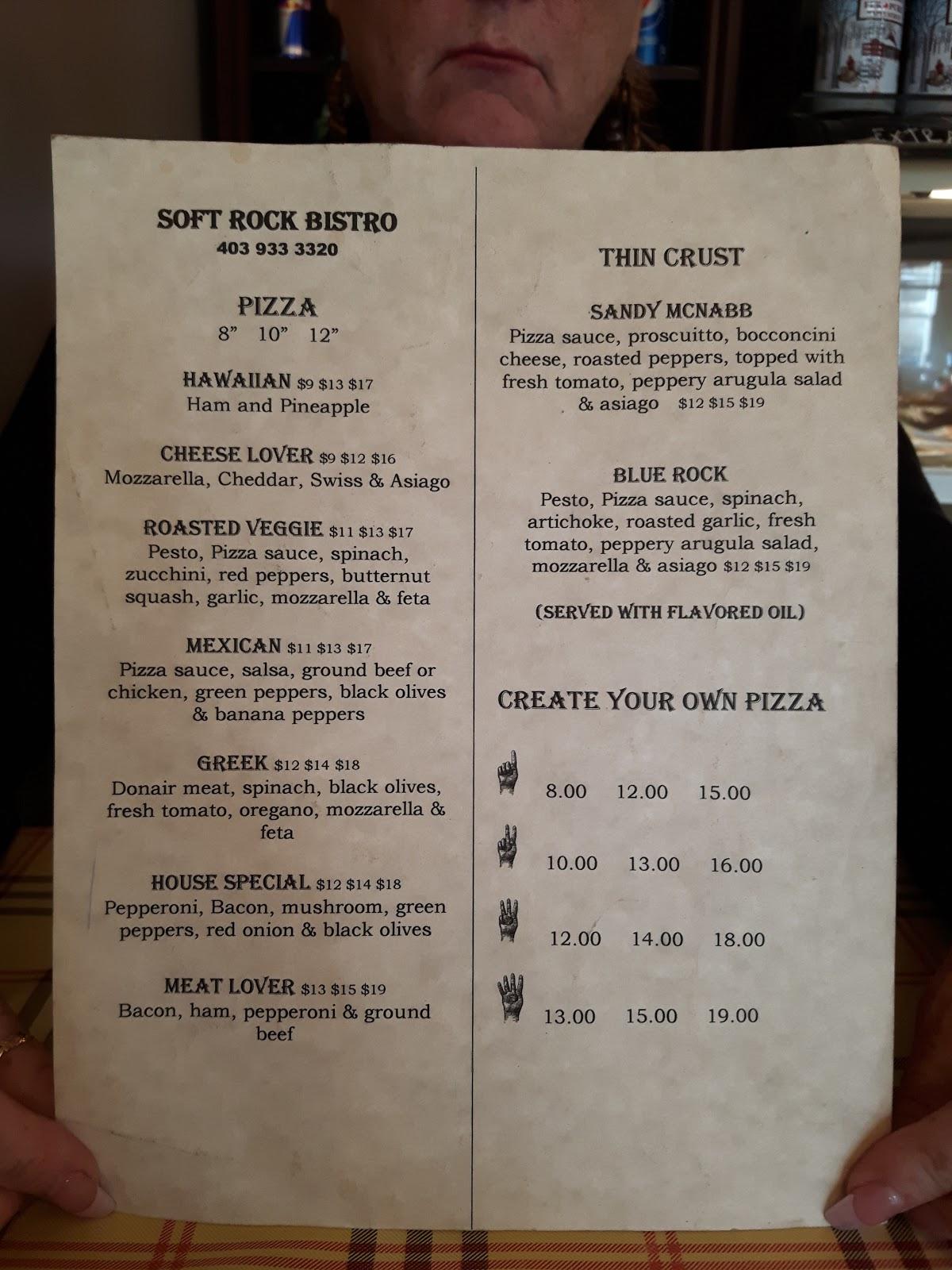 Menu at Soft Rock Bistro restaurant, Black Diamond