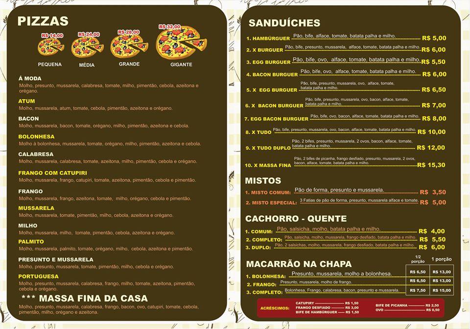 Menu at Tele Pizza Massa Fina restaurant, Pedro Leopoldo