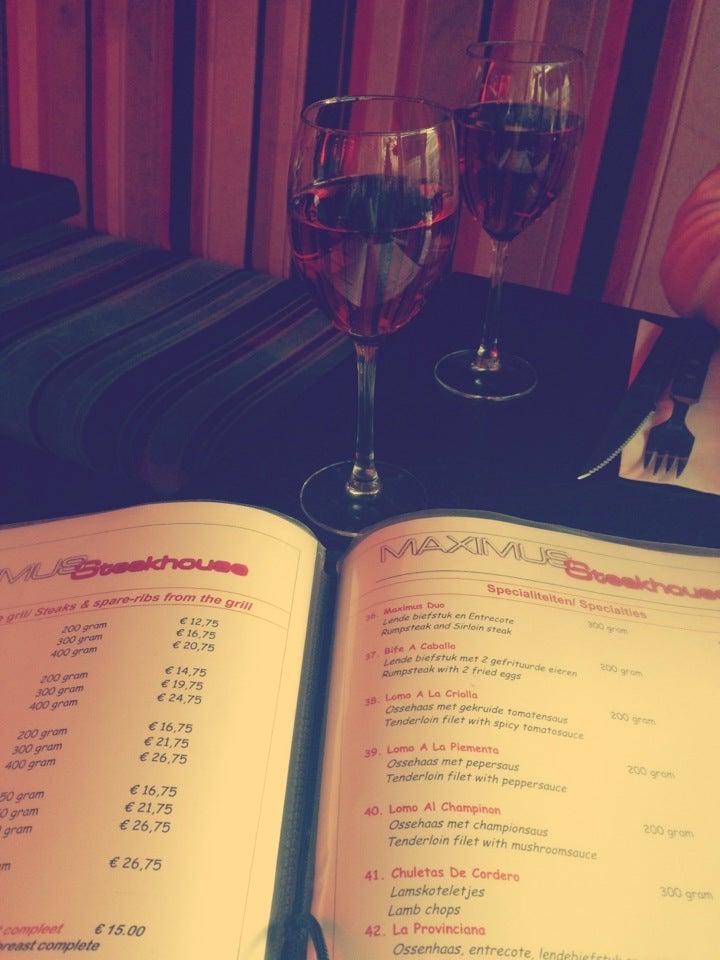 Menu at Maximus Steakhouse, Amsterdam, Max Euweplein 27