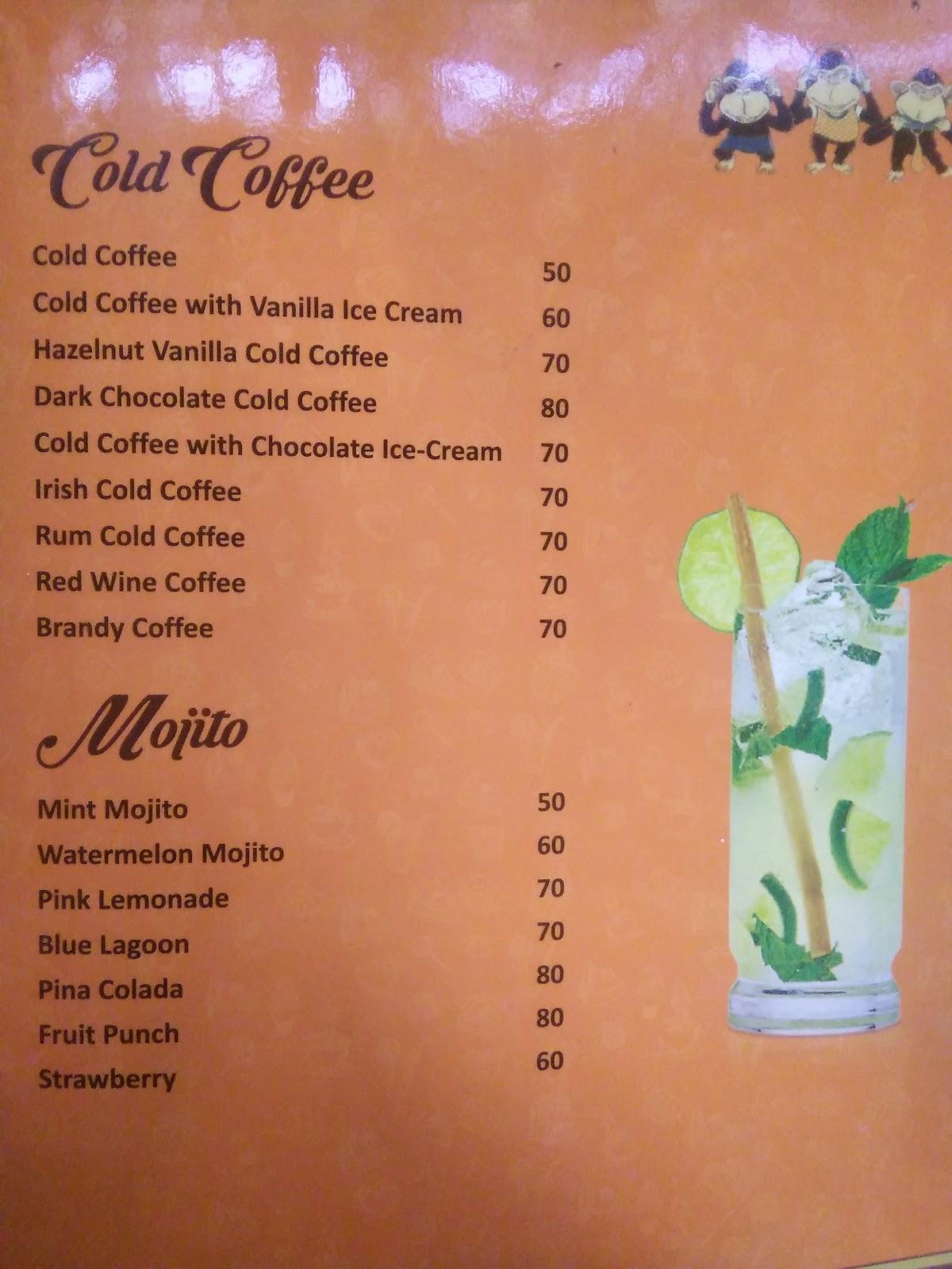 Menu at Monkey's Cafe & Grill, Bhopal, Shop no 9