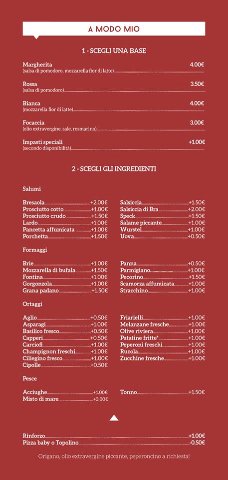 Menu at RUSTICO Bra - Coltiviamo Pizza pizzeria, Bra