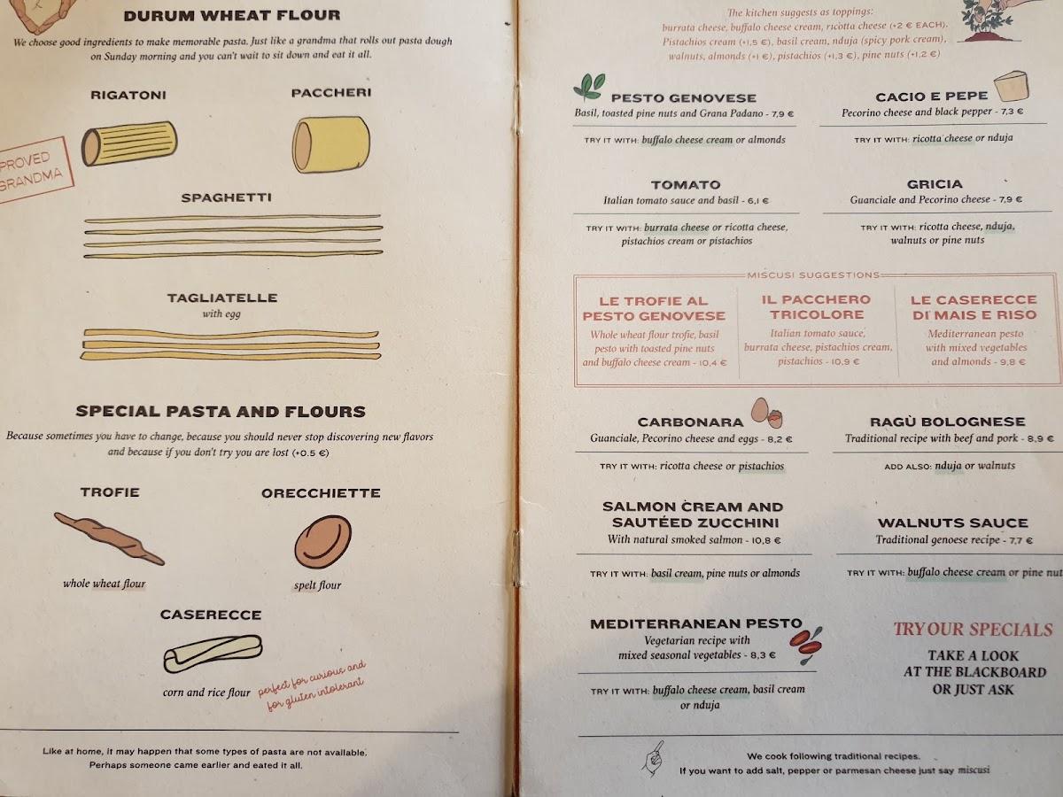 Menu at miscusi Cinque Giornate restaurant, Milan, Via Pompeo Litta