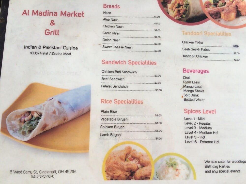 Menu at Al-Madina Market & Grill restaurant, Cincinnati