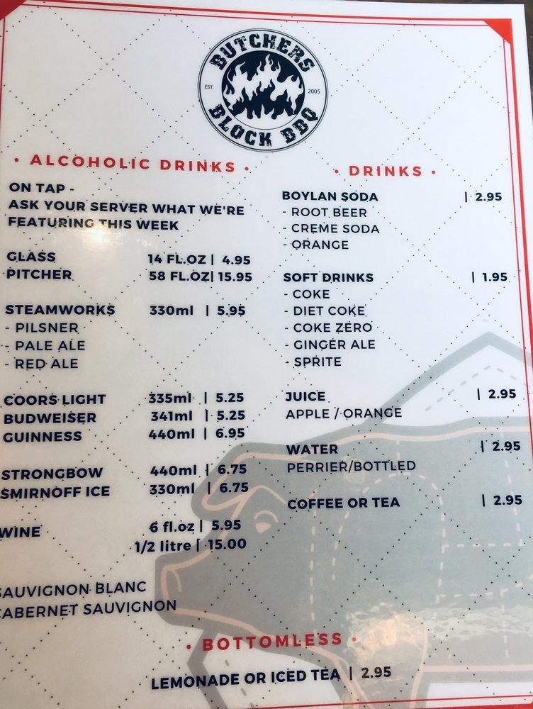 Menu at Butchers Block BBQ, Burnaby