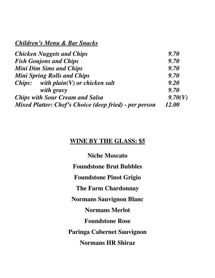 Menu at Junction Hotel restaurant, Broken Hill, 560 Argent St