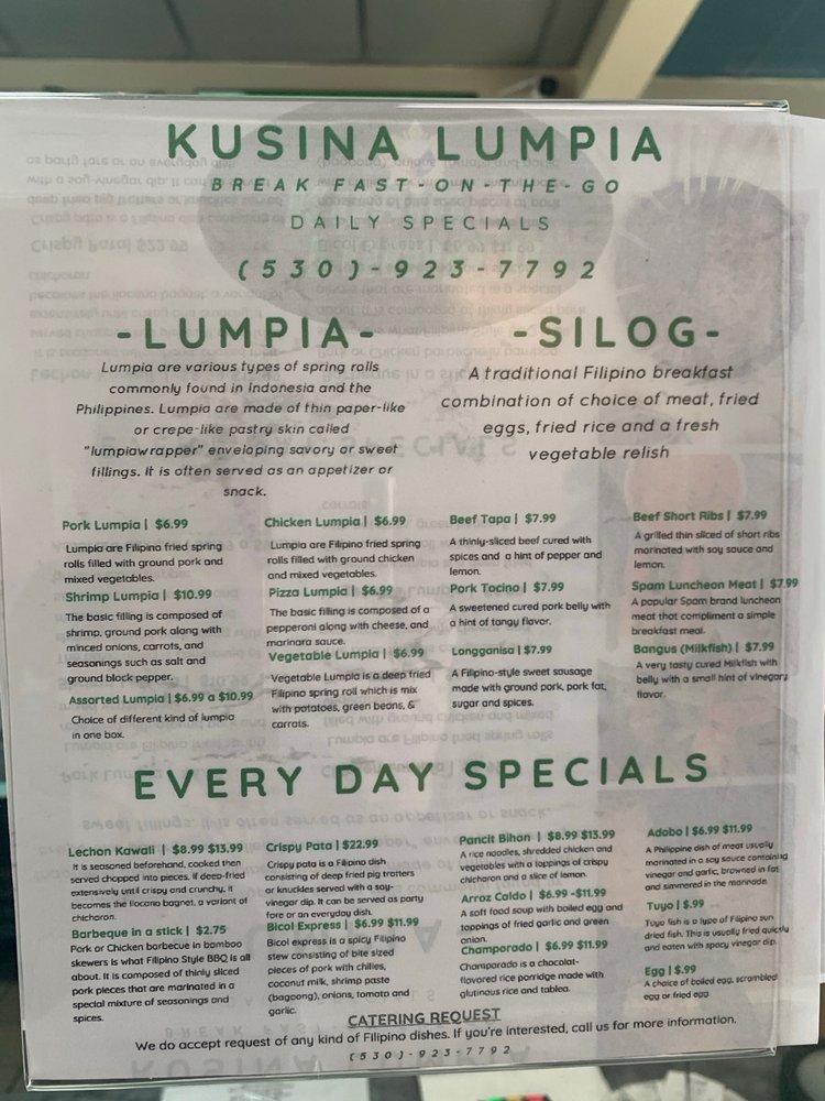Menu at Kusina @ Lumpia restaurant, Yuba City