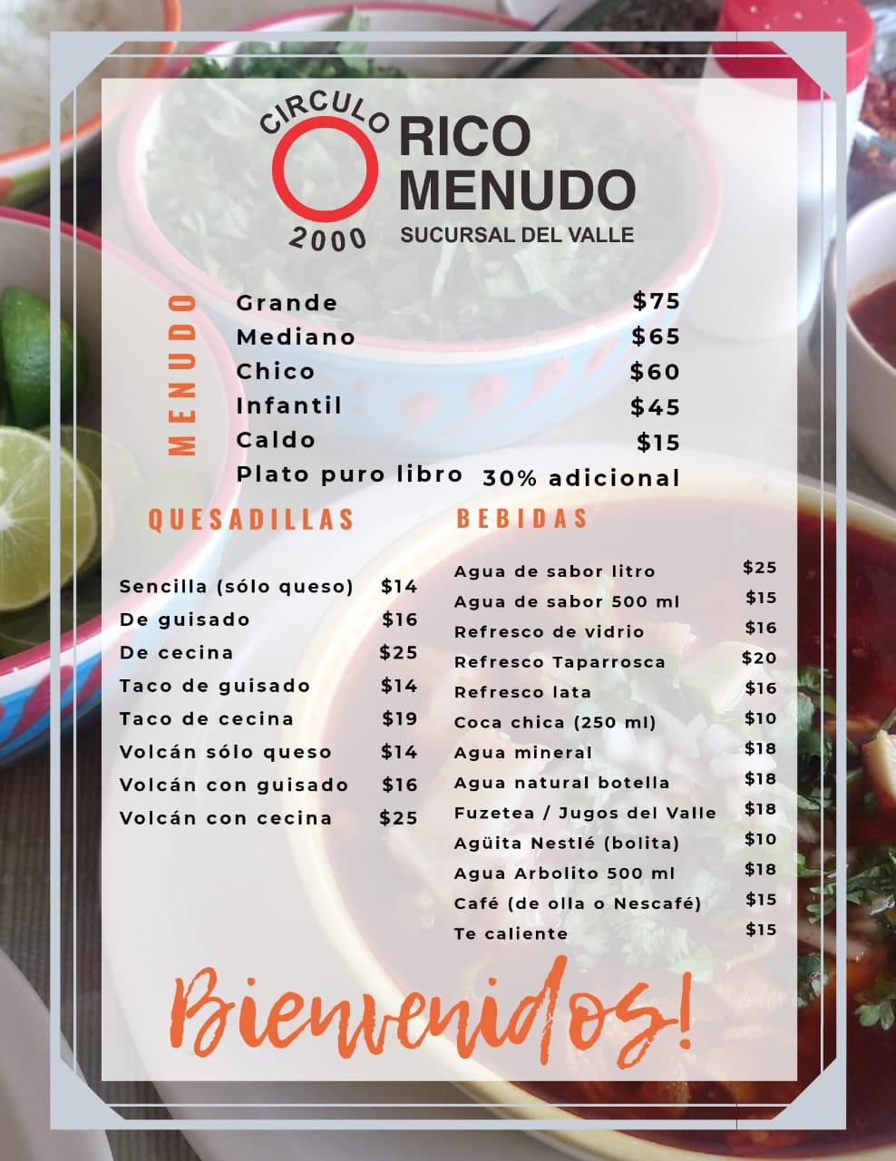 Menu at Rico Menudo Circulo 2000 sucursal del Valle restaurant, San ...