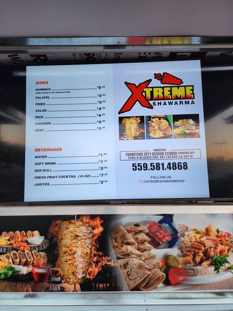 Menu at XTREME SHAWARMA restaurant, Fresno