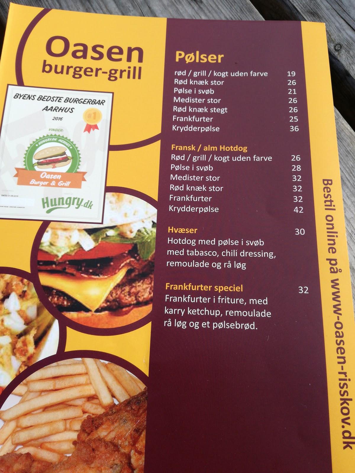 Carta de comida rápida Oasen Burger & Grill, Risskov
