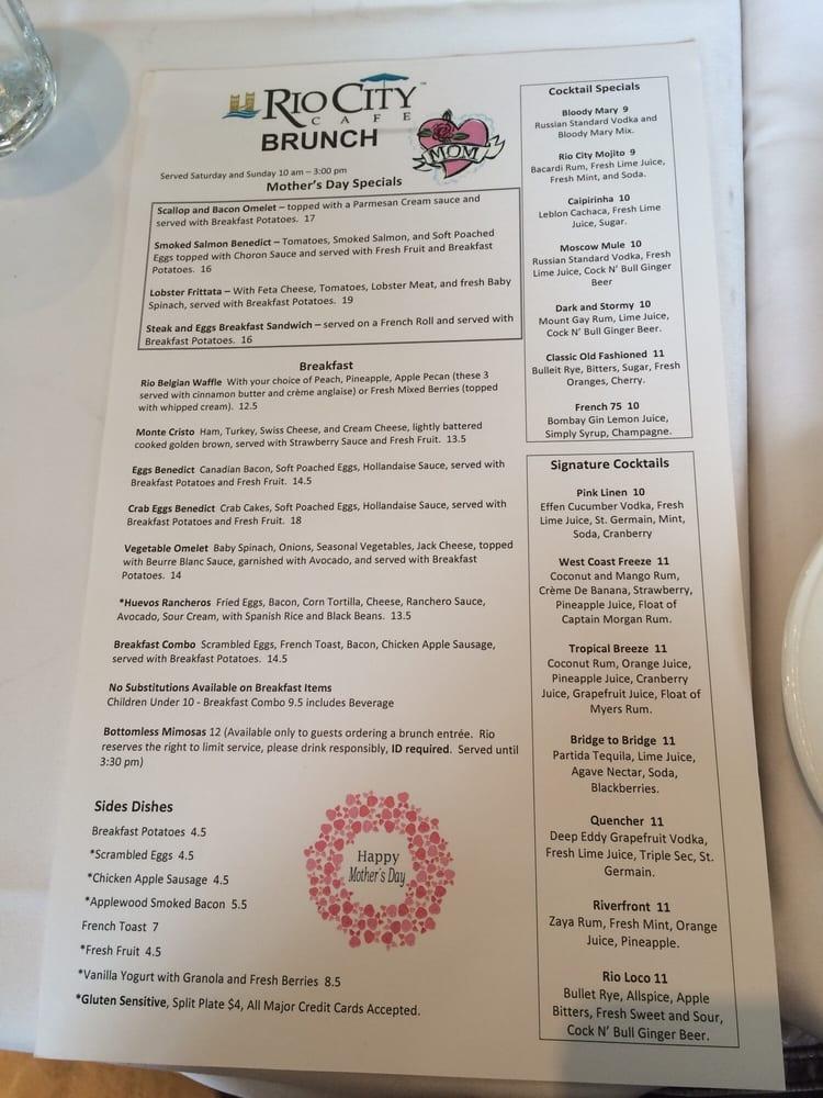 Menu at Rio City Cafe, Sacramento, Front St