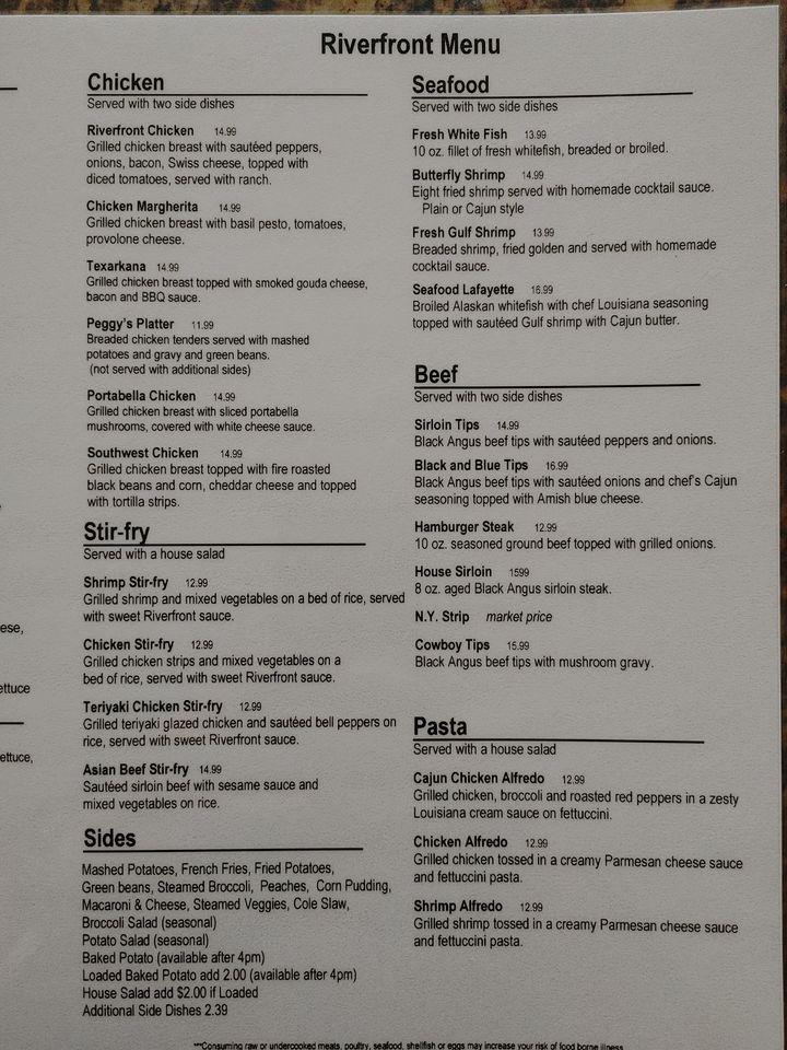 Menu at Riverfront Cafe, Chilhowie, 154 E Lee Hwy
