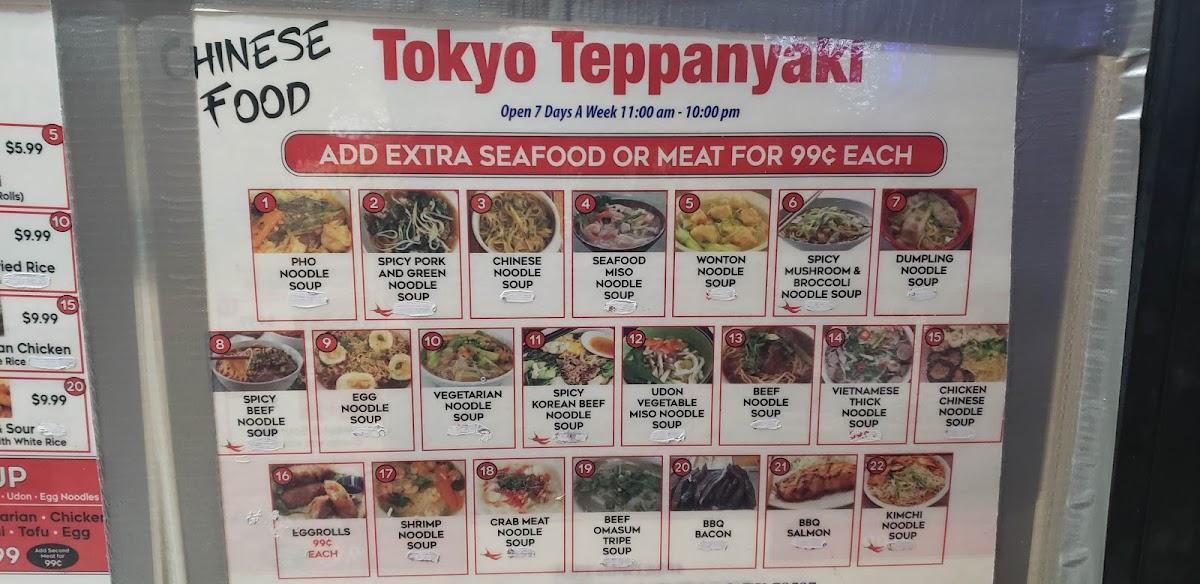 Menu at Tokyo Express restaurant, Port Isabel