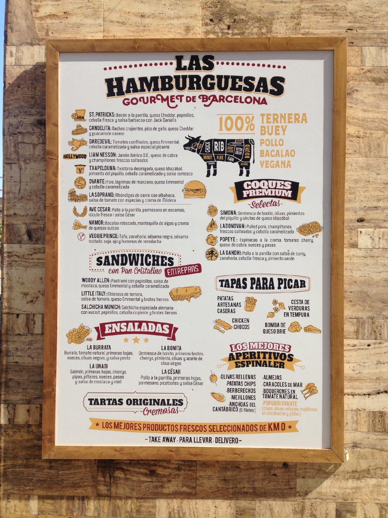 Carta de cafetería Ovante, Barcelona
