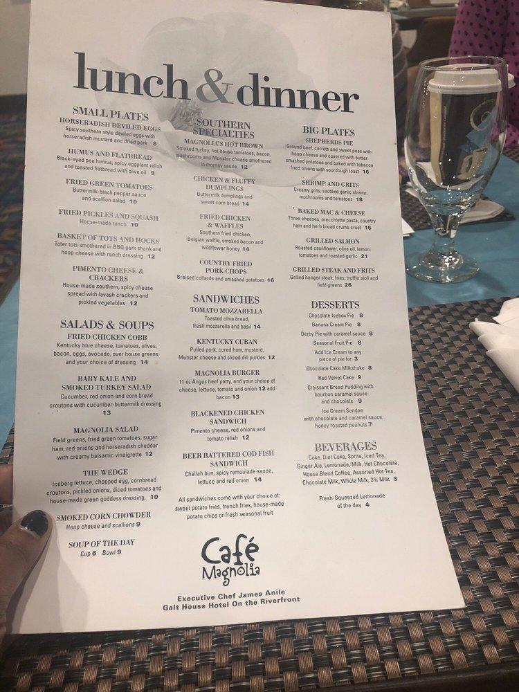 Menu at Cafe Magnolia, Louisville