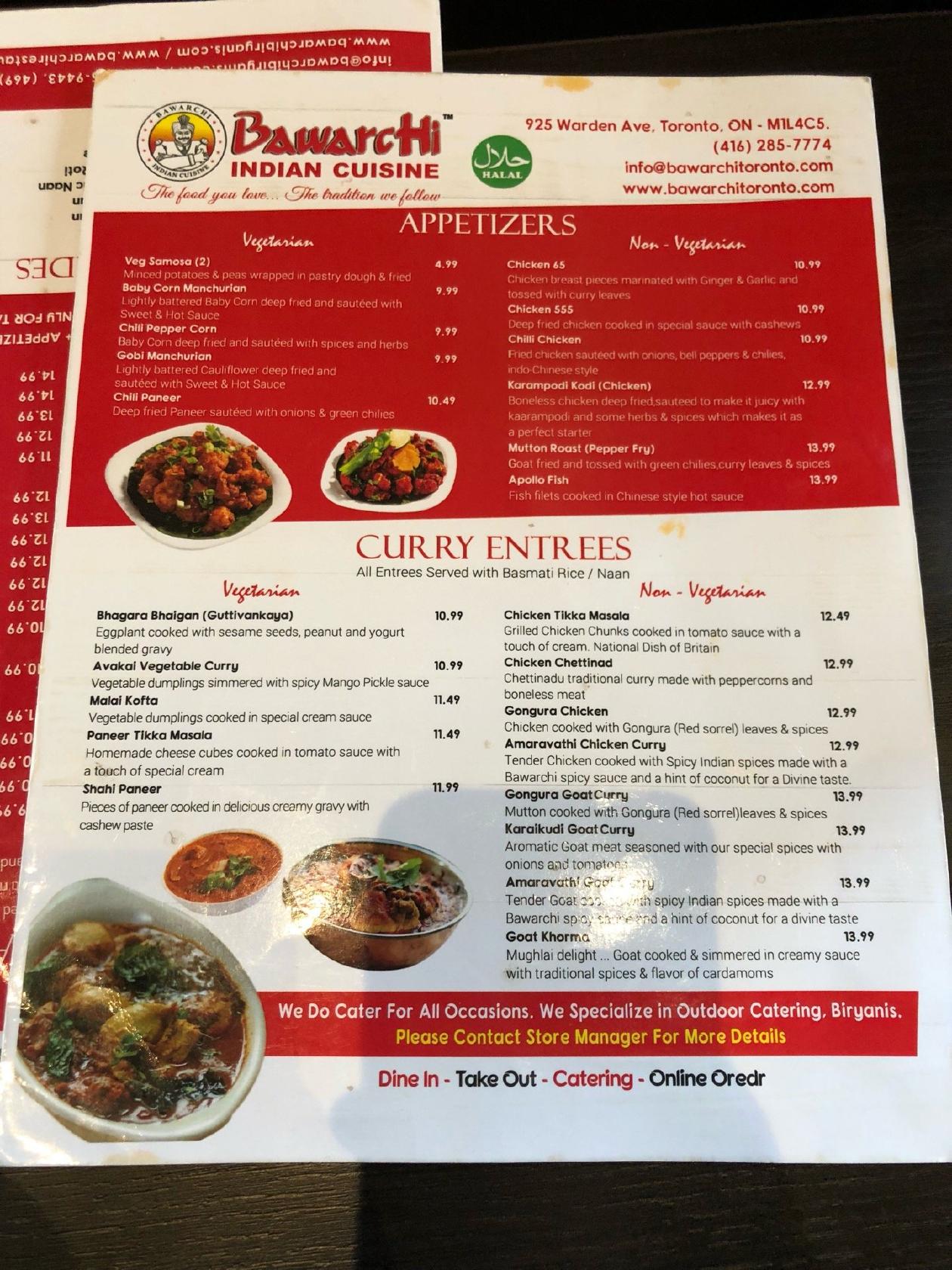 Menu at Charminar Indian Cuisine | Scarborough restaurant, Toronto