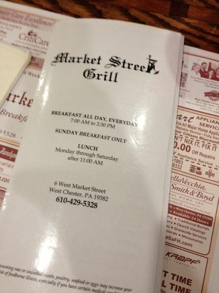 Menu at Market Street Grill restaurant, West Chester