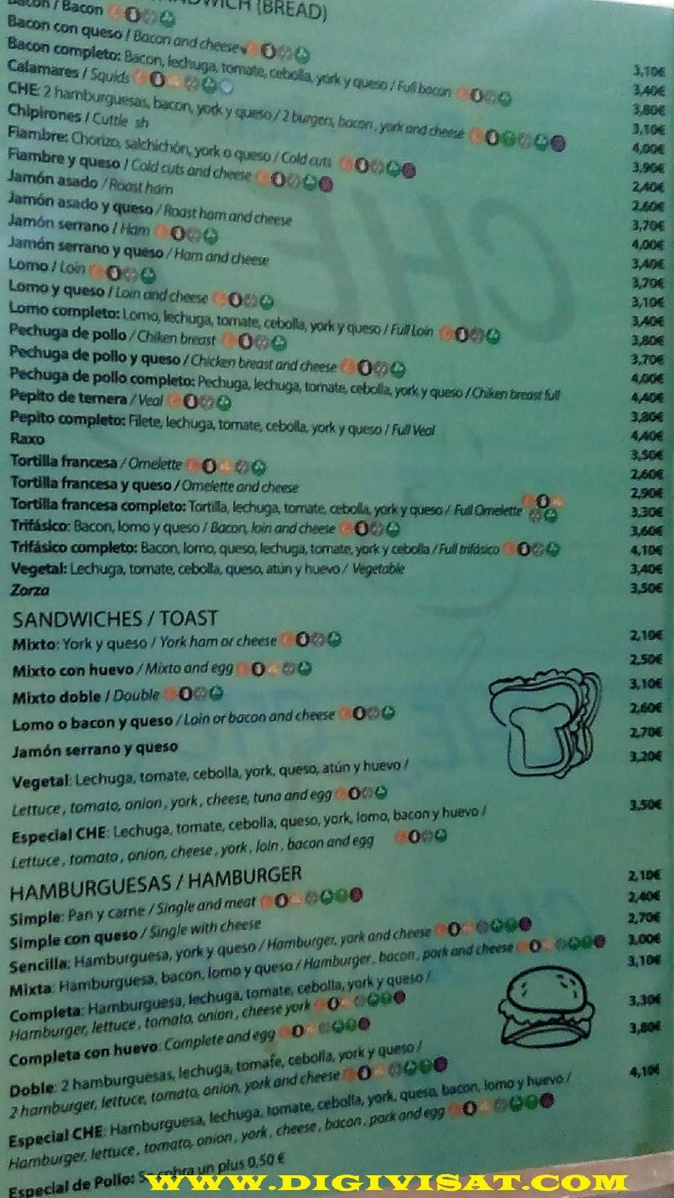 Menu at Pastelería Panadería Che - Sigüeiro, Sigüeiro
