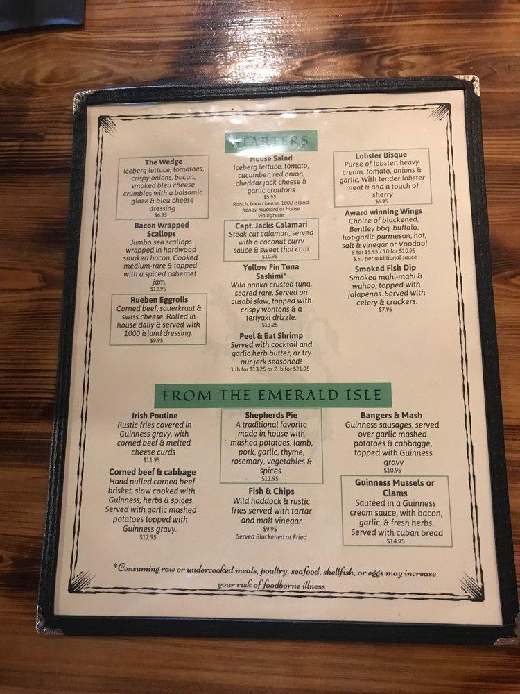Menu at Kelly's Half Shell Pub, Crystal River