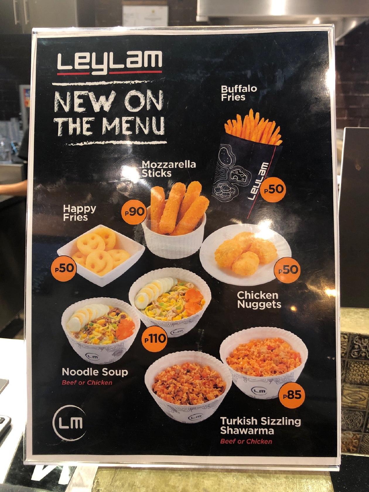 Menu at Leylam Shawarma, Cebu City, 2nd Floor i2 Bldg.
