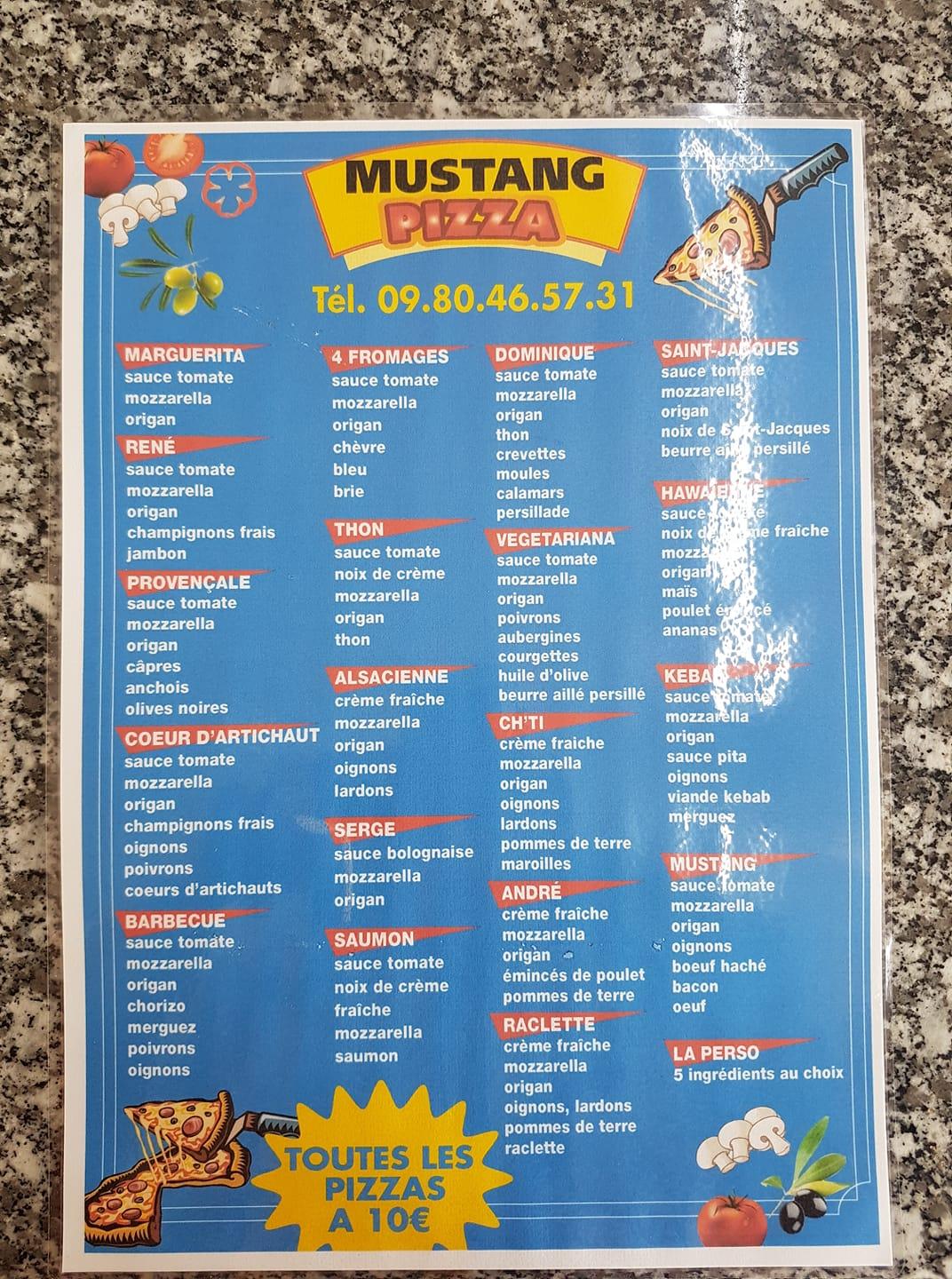 Menu at Mustang Burger restaurant, Méricourt, 76 Rue Fernand Taverne