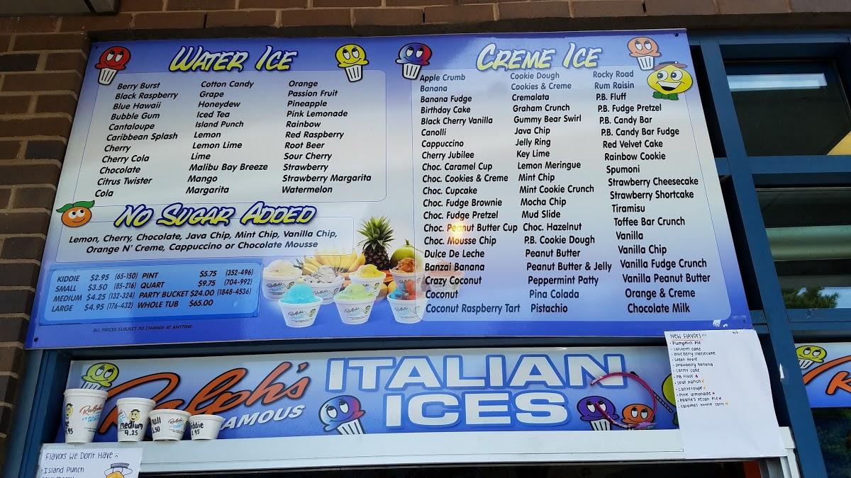 Menu at Ralph's fast food, Melville