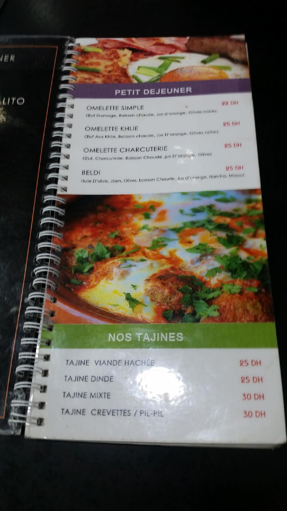 Menu at Regalito restaurant, Rabat